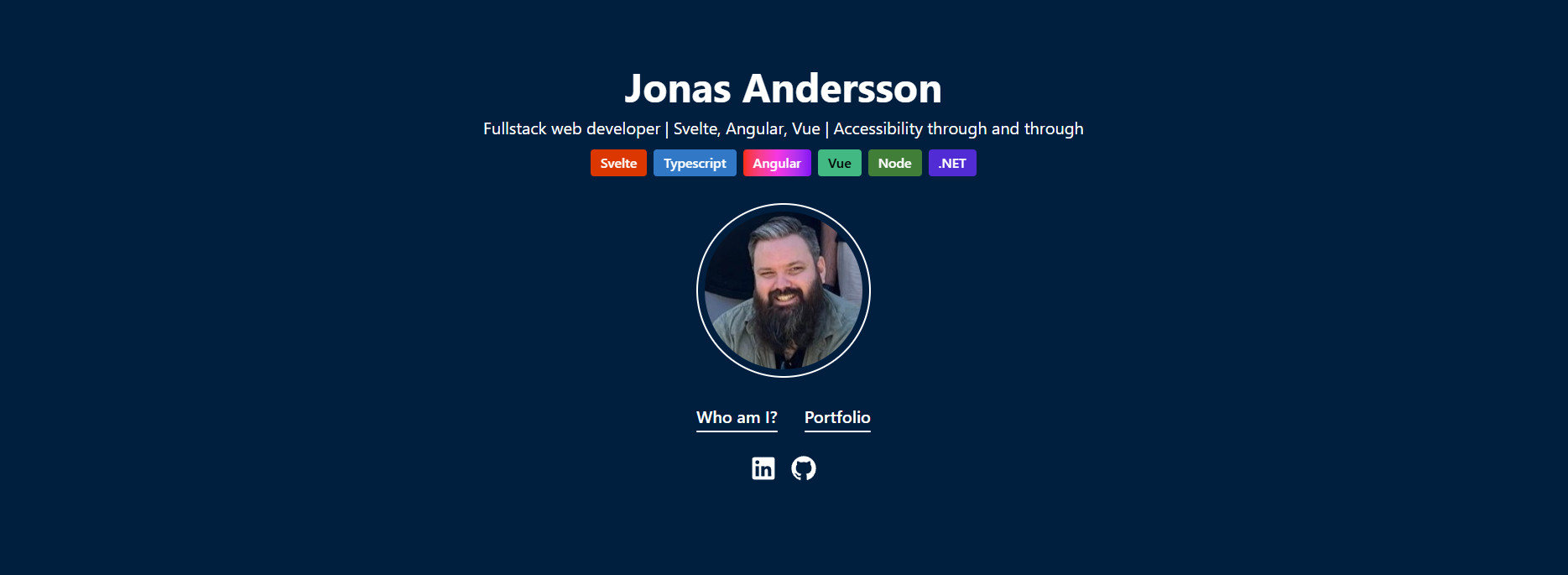 Jonas Andersson - Fullstack webbutvecklare | Svelte, Angular, Vue | Tillgänglighet i benmärgen